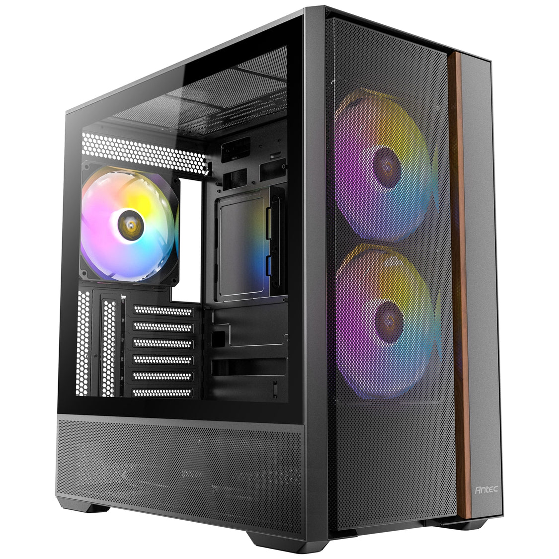 Antec FLUX Rear Mid Tower PC Case - Tempered Glass, Steel/Plastic/Wood ...